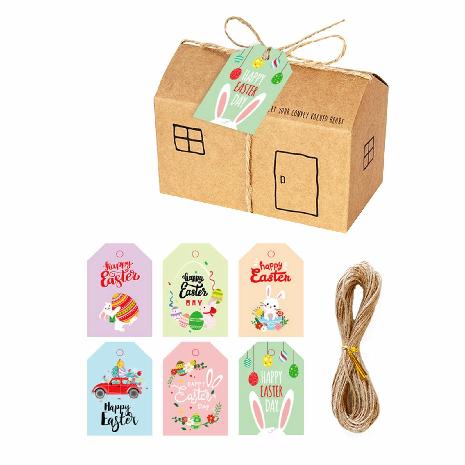 1 упаковка из 24 комплектов, коробка конфет "ретро креативный дом", подарочная упаковка "сделай сам", домик из крафт-бумаги