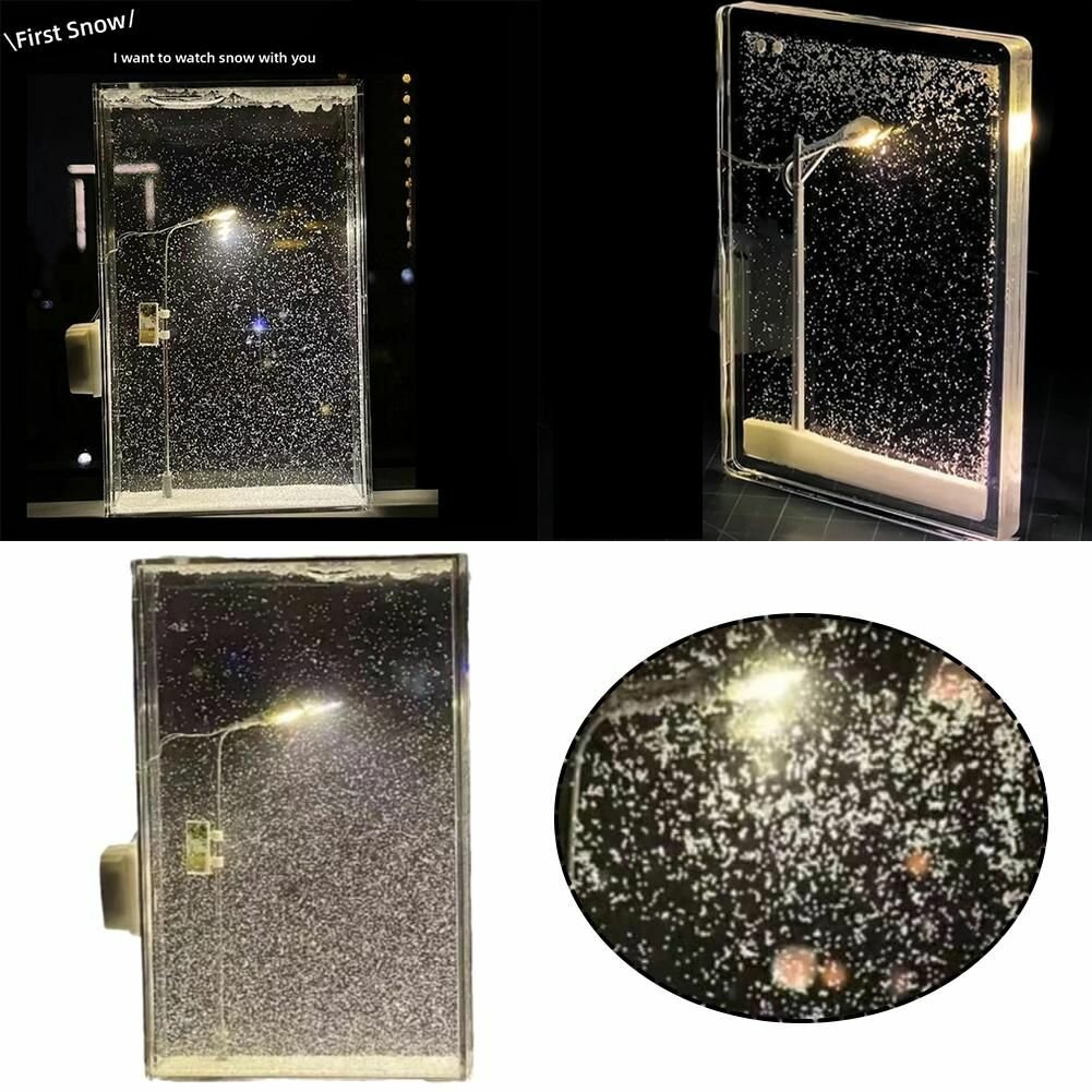 Ночник снежная ночь с уличным фонарем, романтический подарок на день рождения для девушки и подруги, светильник с зимним пейзажем