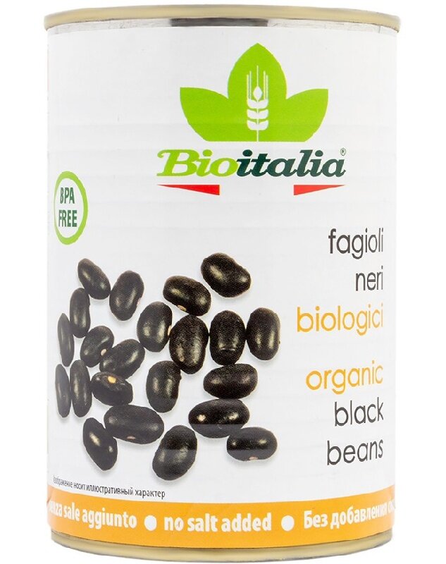 Фасоль BIOITALIA черная консервированная /жесть/ 400г
