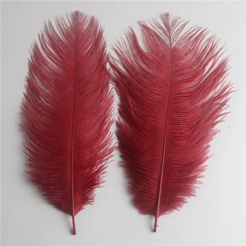 Страусиные перья, окрашенные, 10 шт, 15-20 см Розовый, Red wine