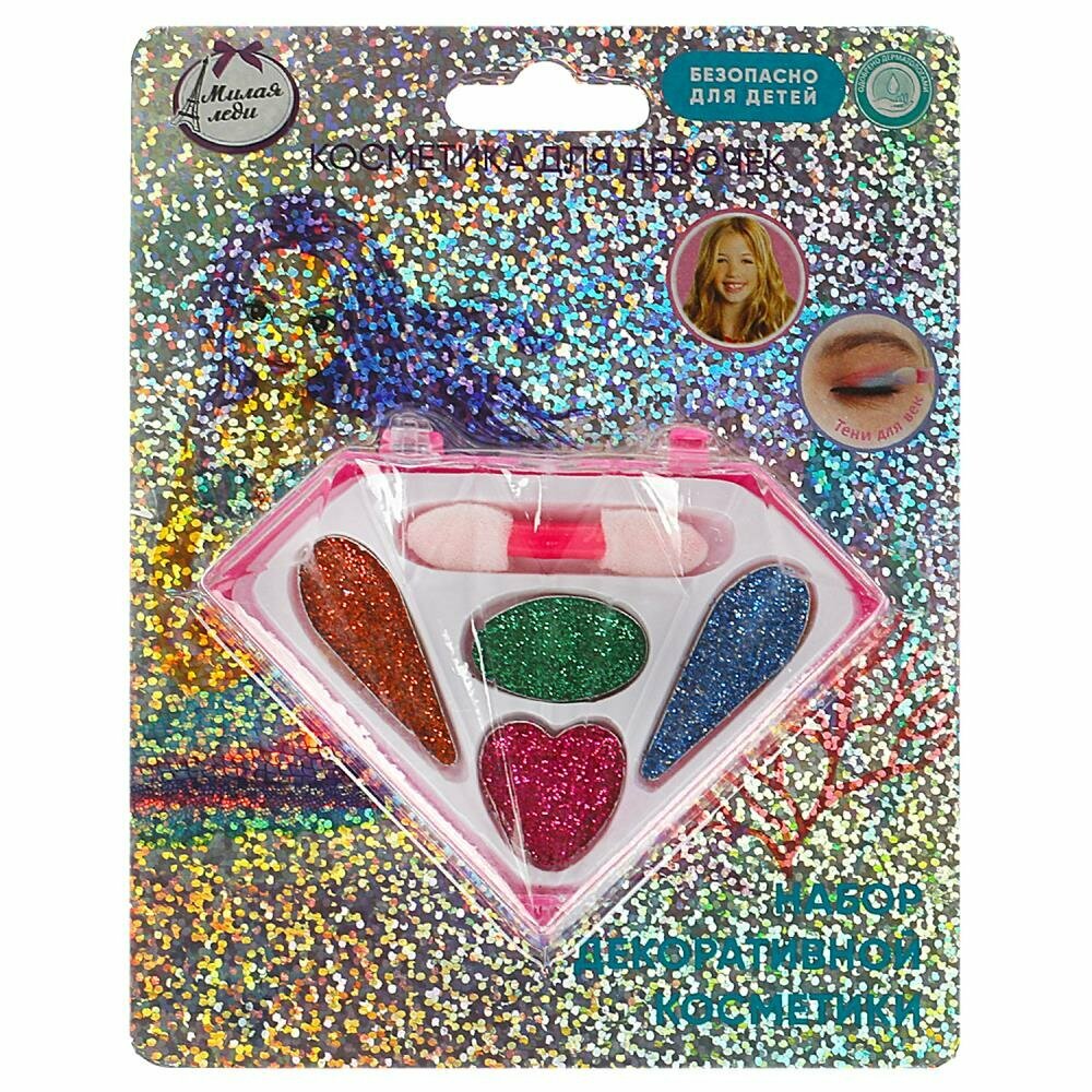 Косметика для девочек: тени для век с блестками, аппликатор Милая леди 70522J2-RUS-ML