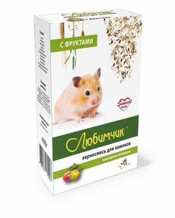Корм для хомяков с фруктами коробка 400г Любимчик/14