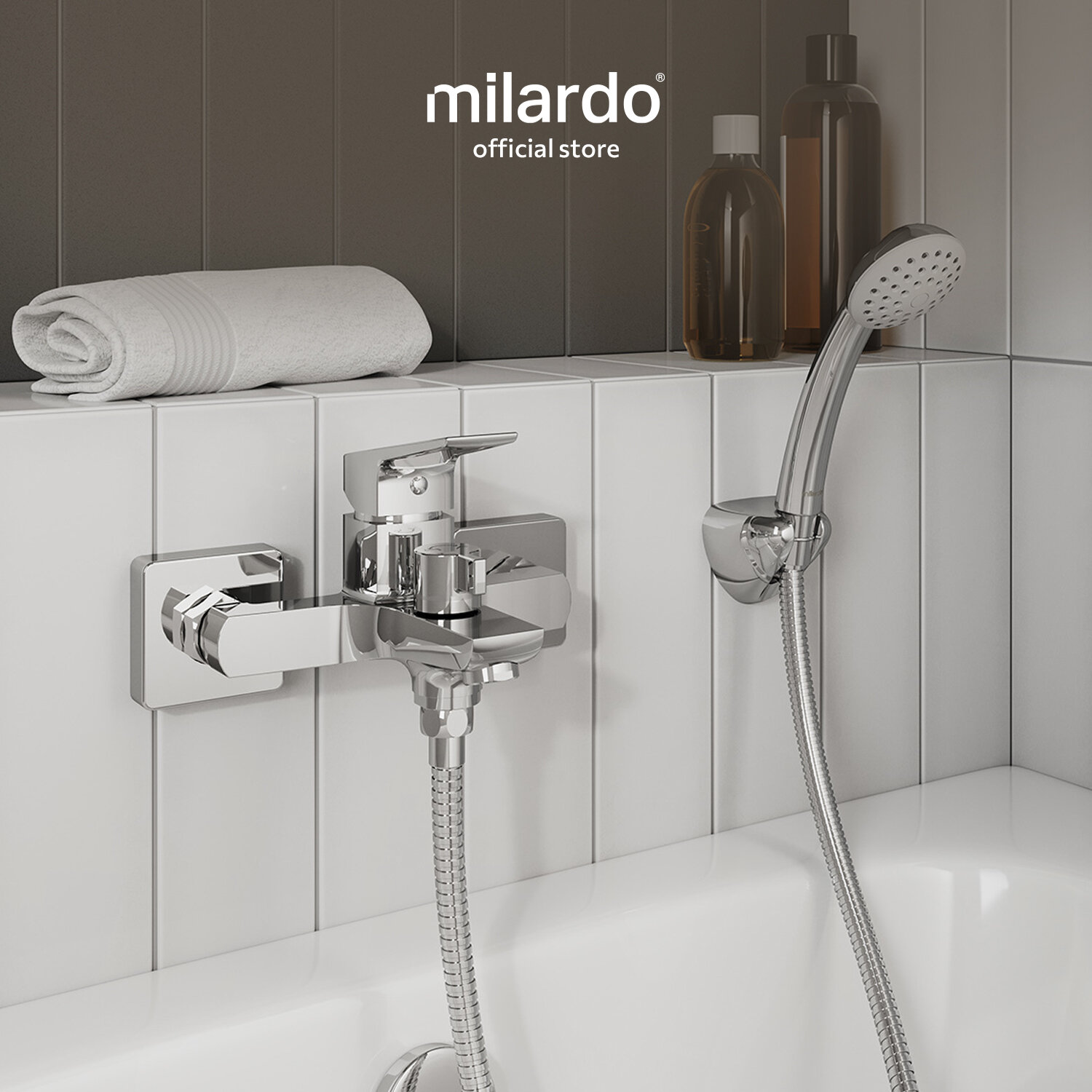 Смеситель для ванны Milardo Atlantic ATLSBC0M02 с керамическим дивертором глянцевый хром