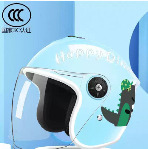 Шлем JDTK "Небесно-голубой дракон хип-хоп", детский, утолщенный, полипропилен