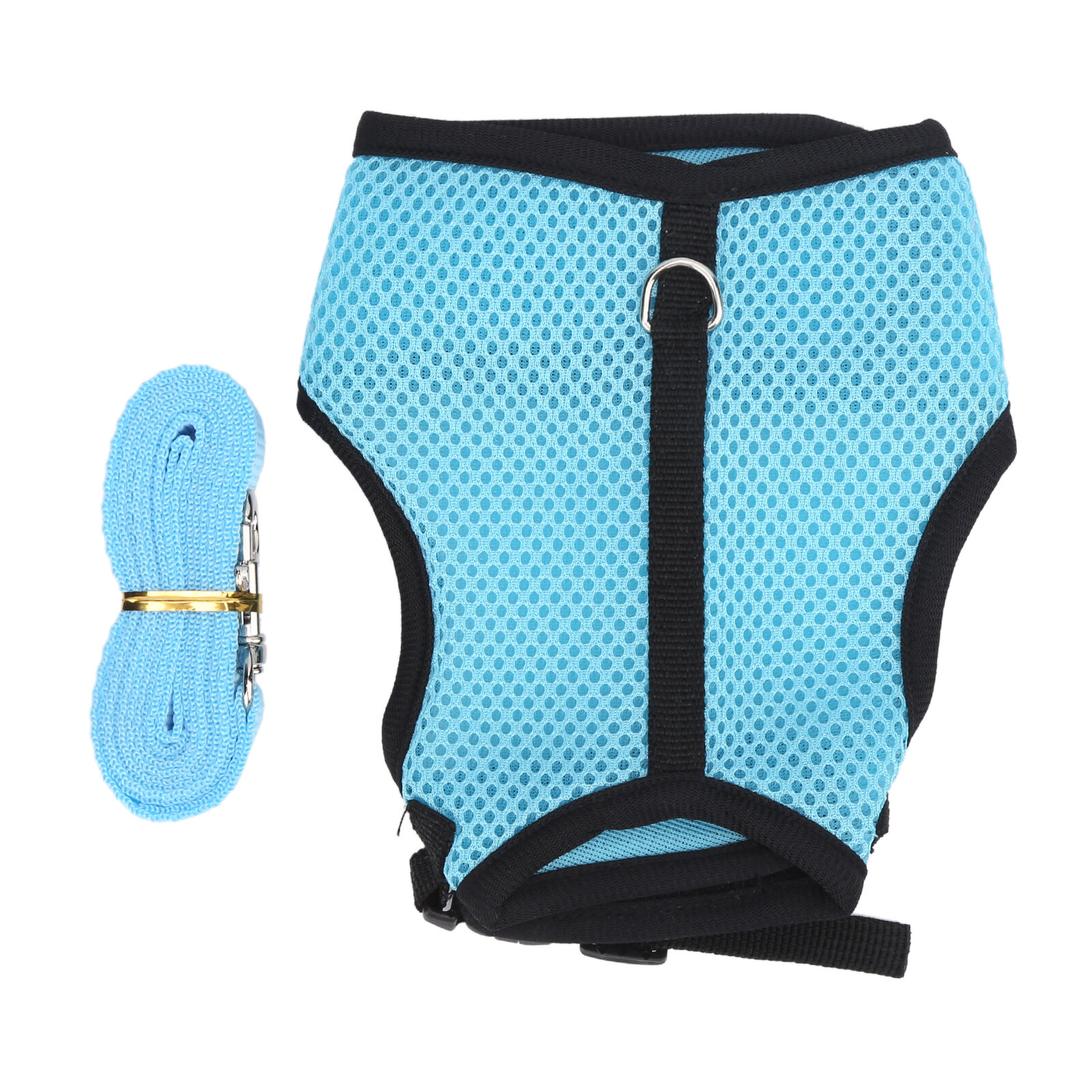 Регулируемый жилет-шлейка и поводок для мини-питомцев, сетчатый, для кроликов, морских свинок, светло-голубой.