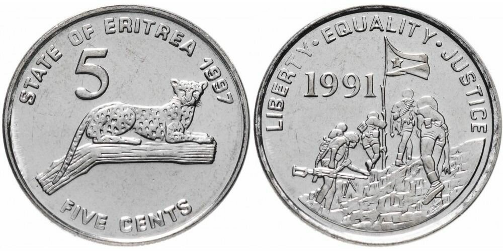 Эритрея 5 центов, 1997 Леопард XF