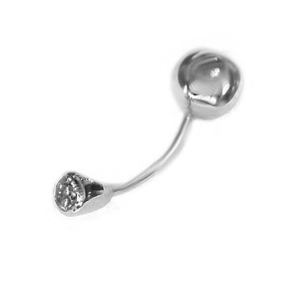 Пирсинг в пупок, серебро, 925 проба, фианит