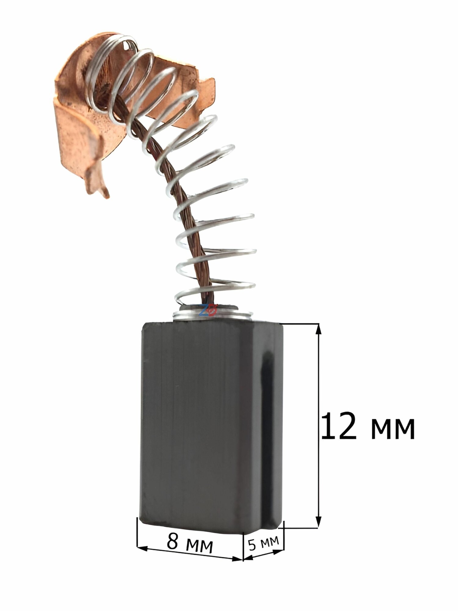 Электроугольная щетка 5х8х12 мм, (комплект 2 шт.) пружина-пятак (подходит для WS-115P110-01)
