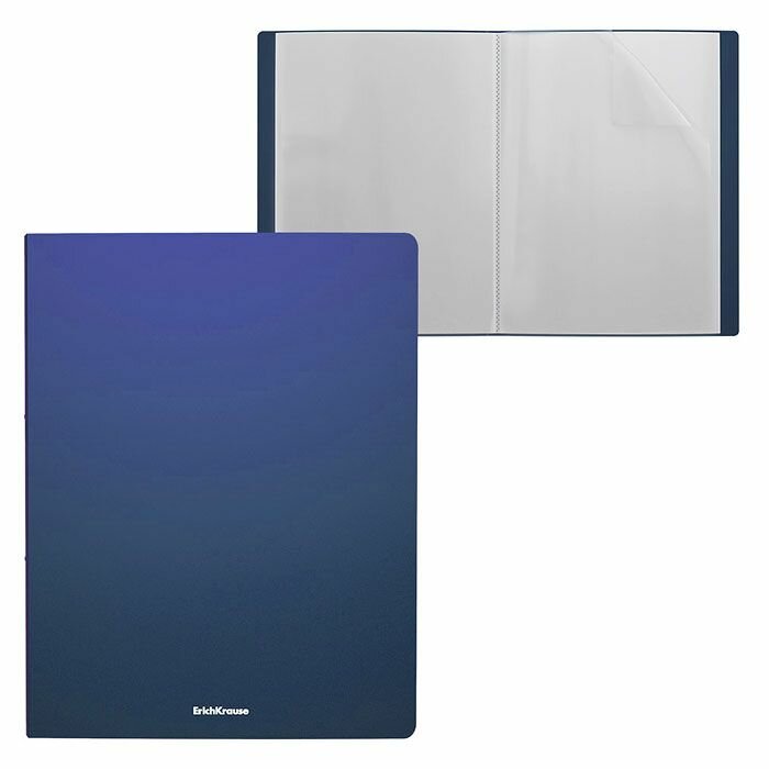 Папка файловая Erich Krause пластиковая, Matt Classic, c 20 карманами, A4, синяя (43067)