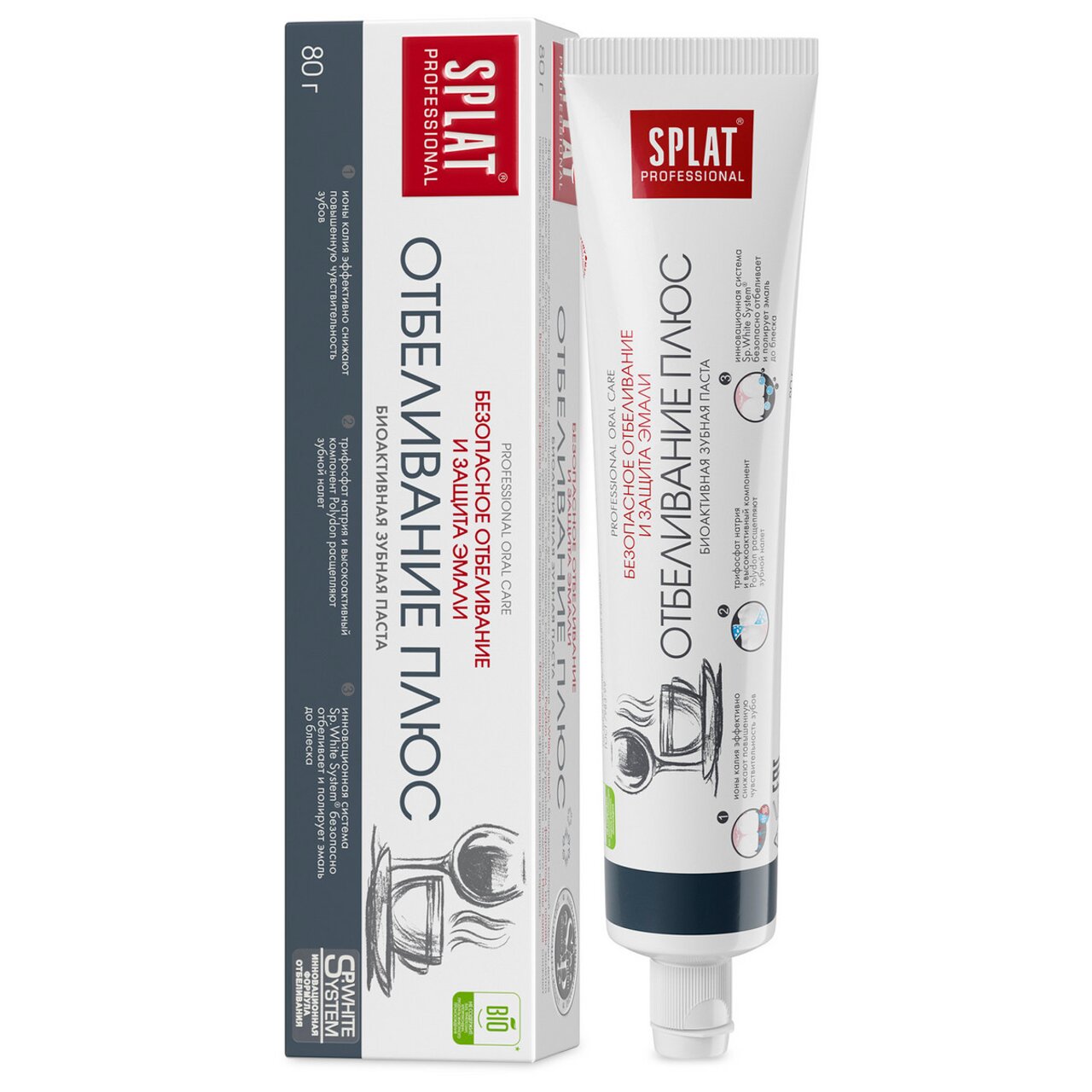 Сплат Professional White Plus зубная паста для отбеливания эмали и защиты зубов 75 мл