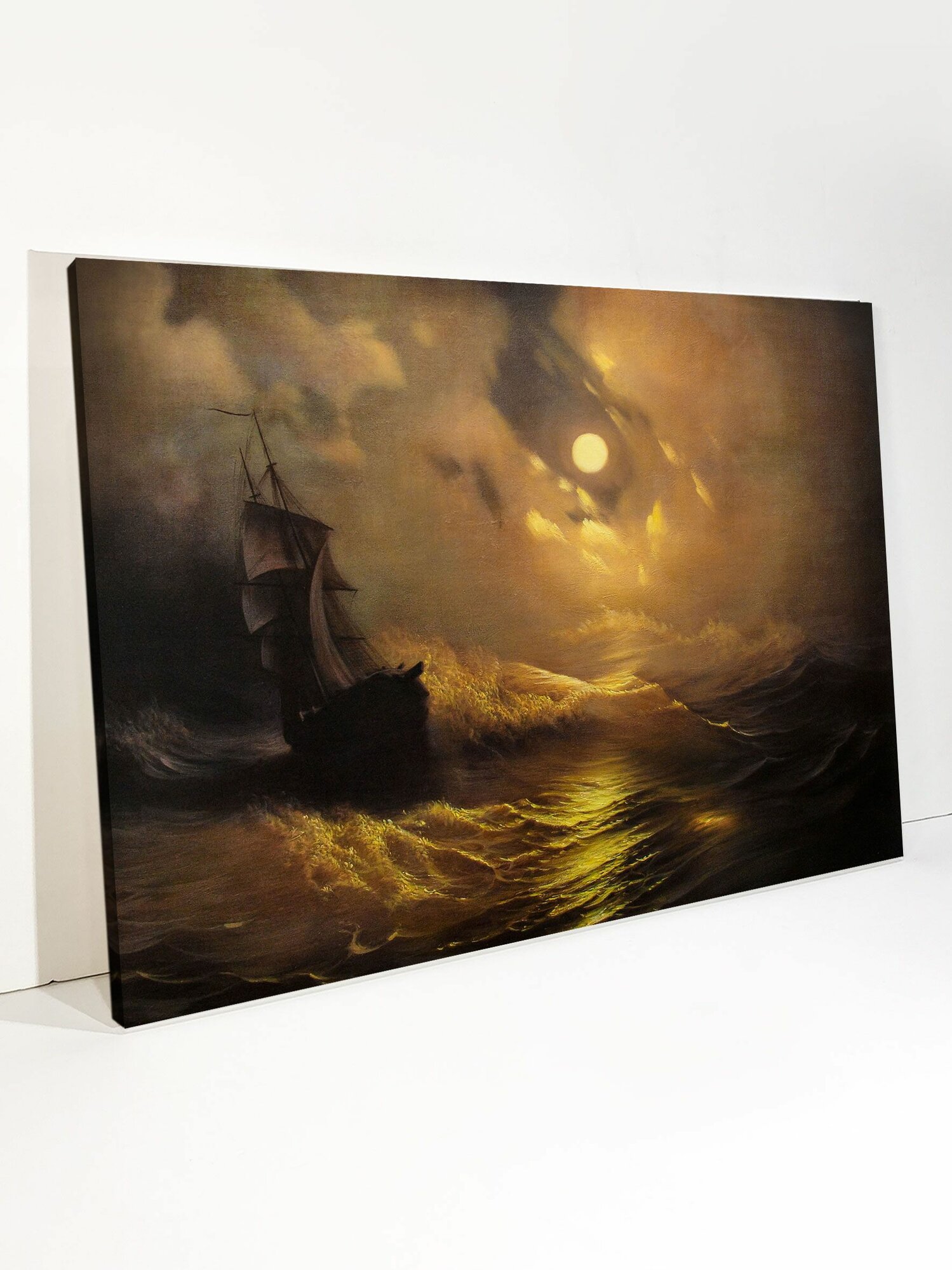 Картина Айвазовский Буря на море ночью на холсте 70х55см