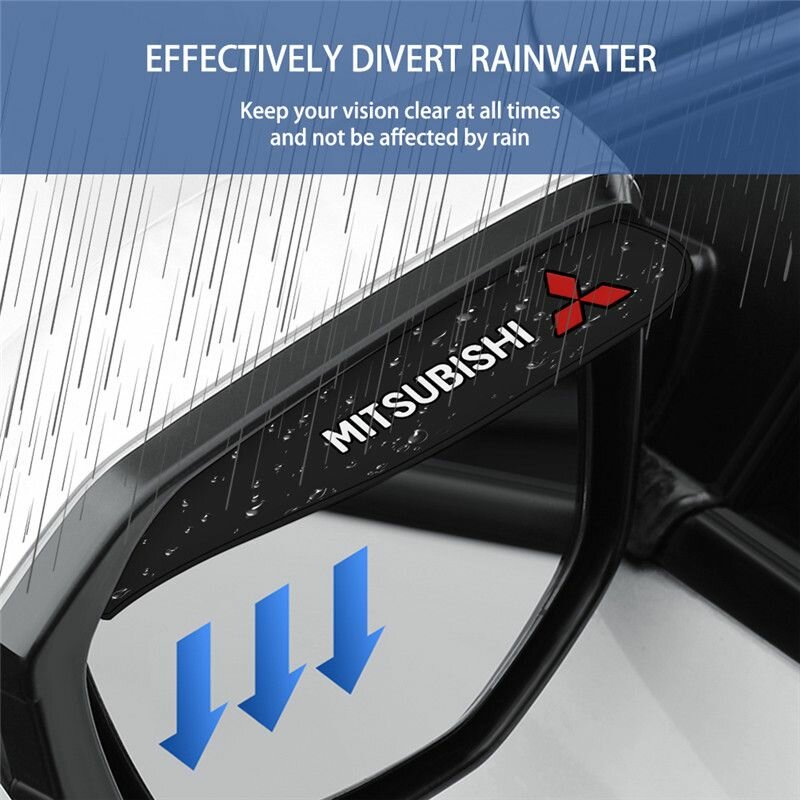 Козырьки на боковые зеркала универсальные, черный карбон, набор 2 шт, дефлекторы с самоклейкой для Mitsubishi.