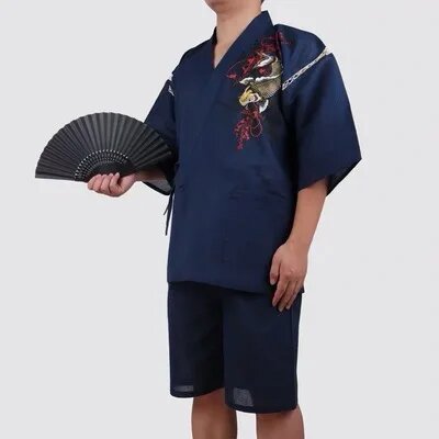 Мужские хлопковые кимоно Jinbei Темно-синий, L, Y-08