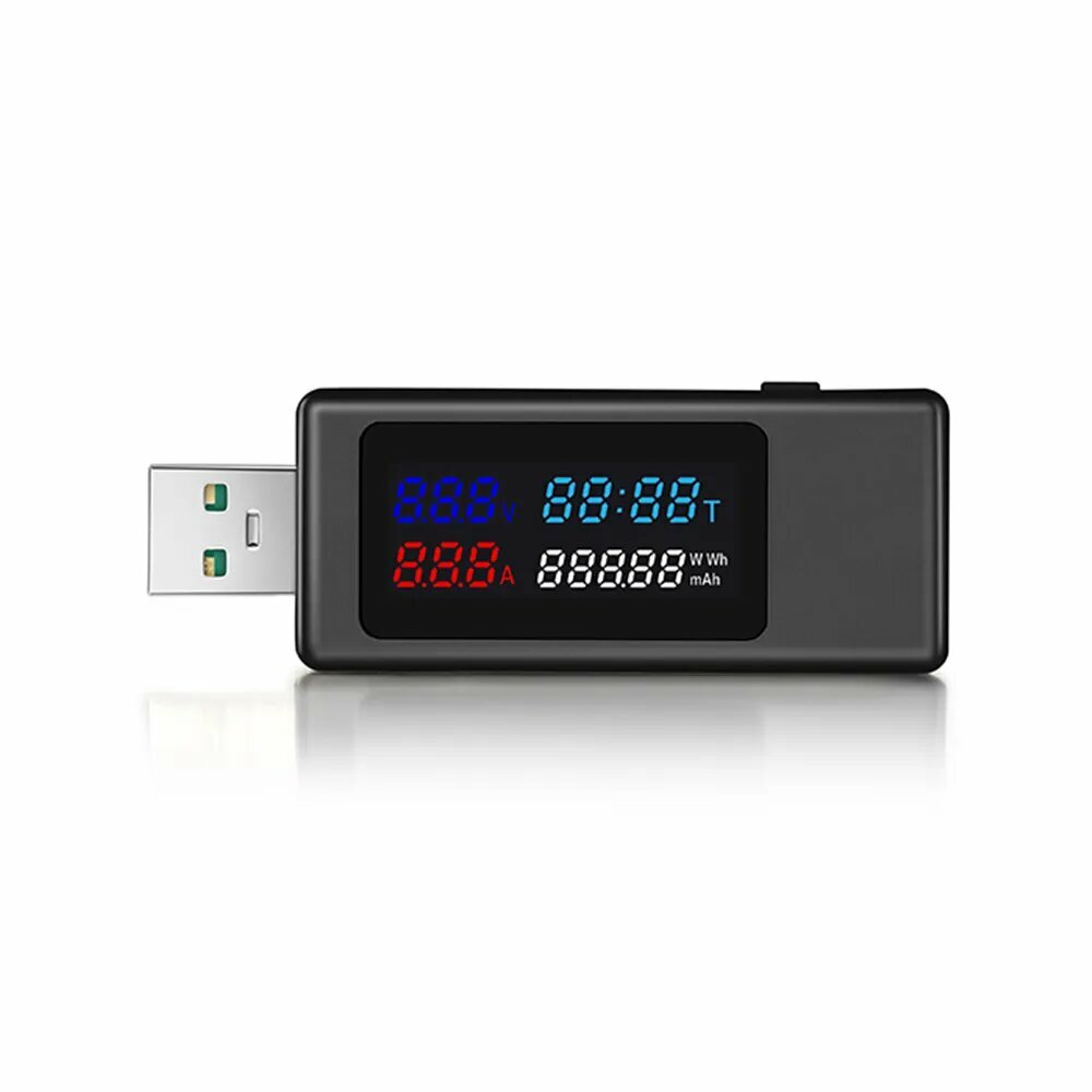 6 в 1 USB-тестер DC4-30V IPS Дисплей Цифровой детектор напряжения и времени измерения емкости для тока, напряжения, черного цвета