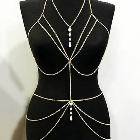 Новая многослойная металлическая цепочка на грудь с жемчужными бусинами, поясная , интегрированная для тела, модные аксессуары
