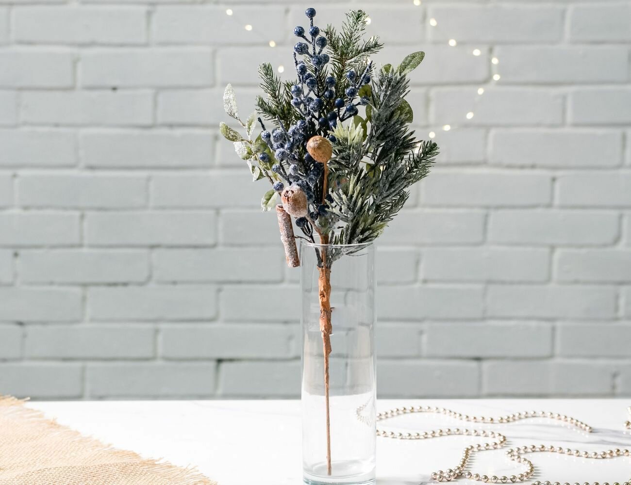 Декоративная хвойная ветка зимняя голубика, хвоя 100% литая РЕ, 50 см, Kaemingk 687112