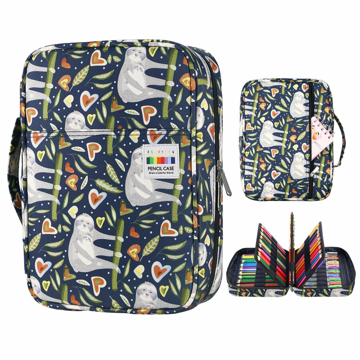 Цветной пенал на 220 слотов, сумка для ручек с застежкой-молнией для художника, органайзер для хранения акварельных карандашей, гелевых ручек, маркеров, большой емкости, удобный держатель