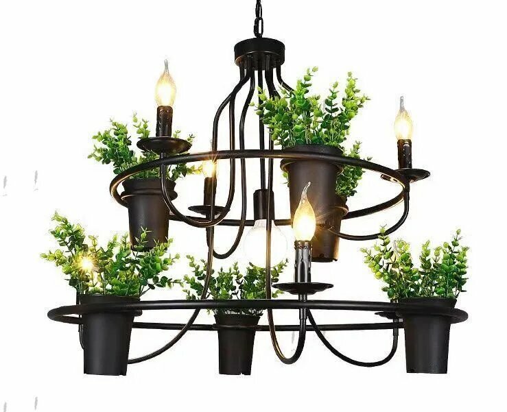 Люстра CYNL, кованое железо, лесное зеленое, E14/E27, 63Вт, светодиодная