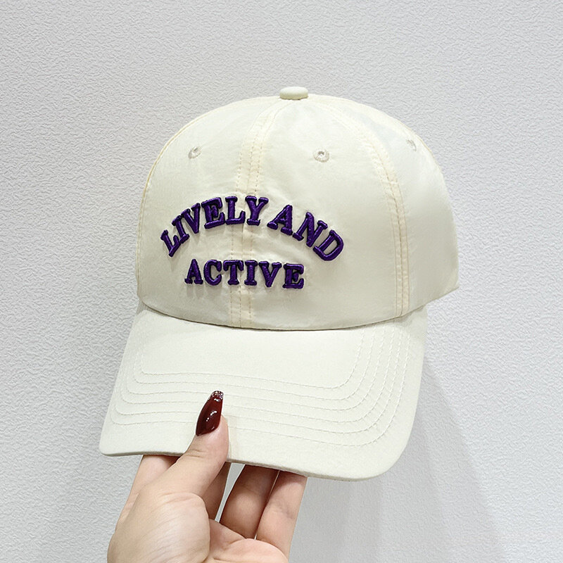 Бейсболка LD, бежевая, регулируемая, унисекс, корейский стиль