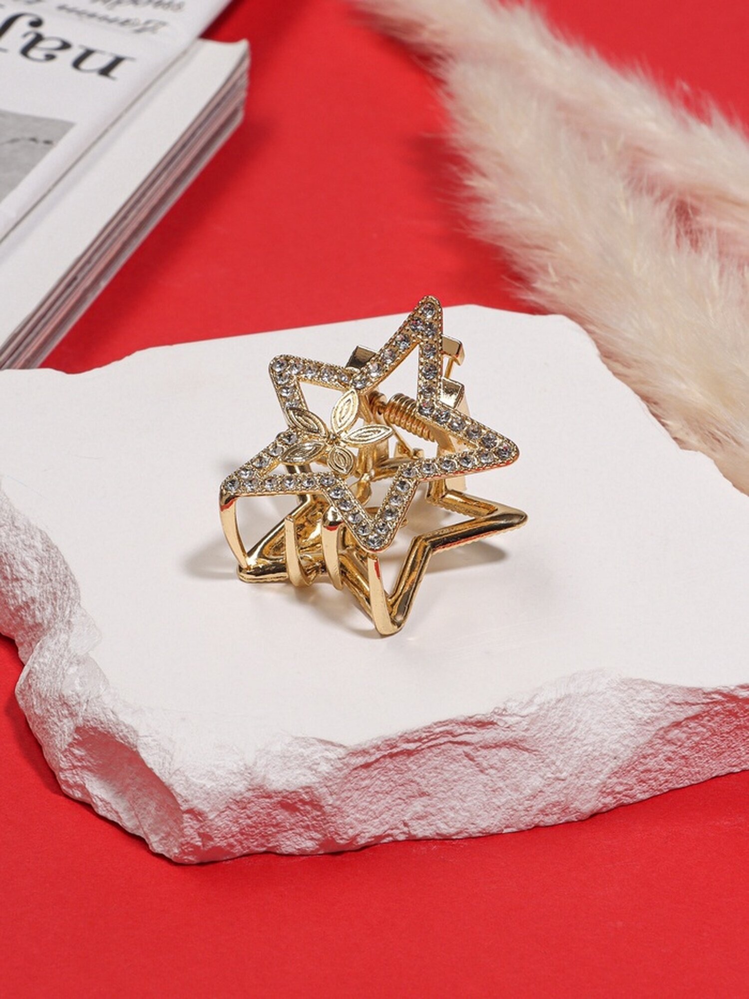 Крабик для волос «Флоранс», звезда, 3.5 см, золото