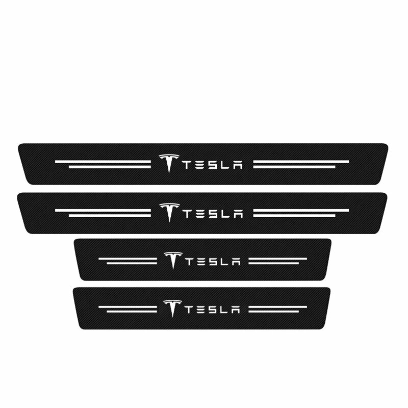 4 шт, защита порога автомобиля из углеродного волокна для Tesla Model 3 Model Y Model S Model X, аксессуары для защиты от царапин на пороге