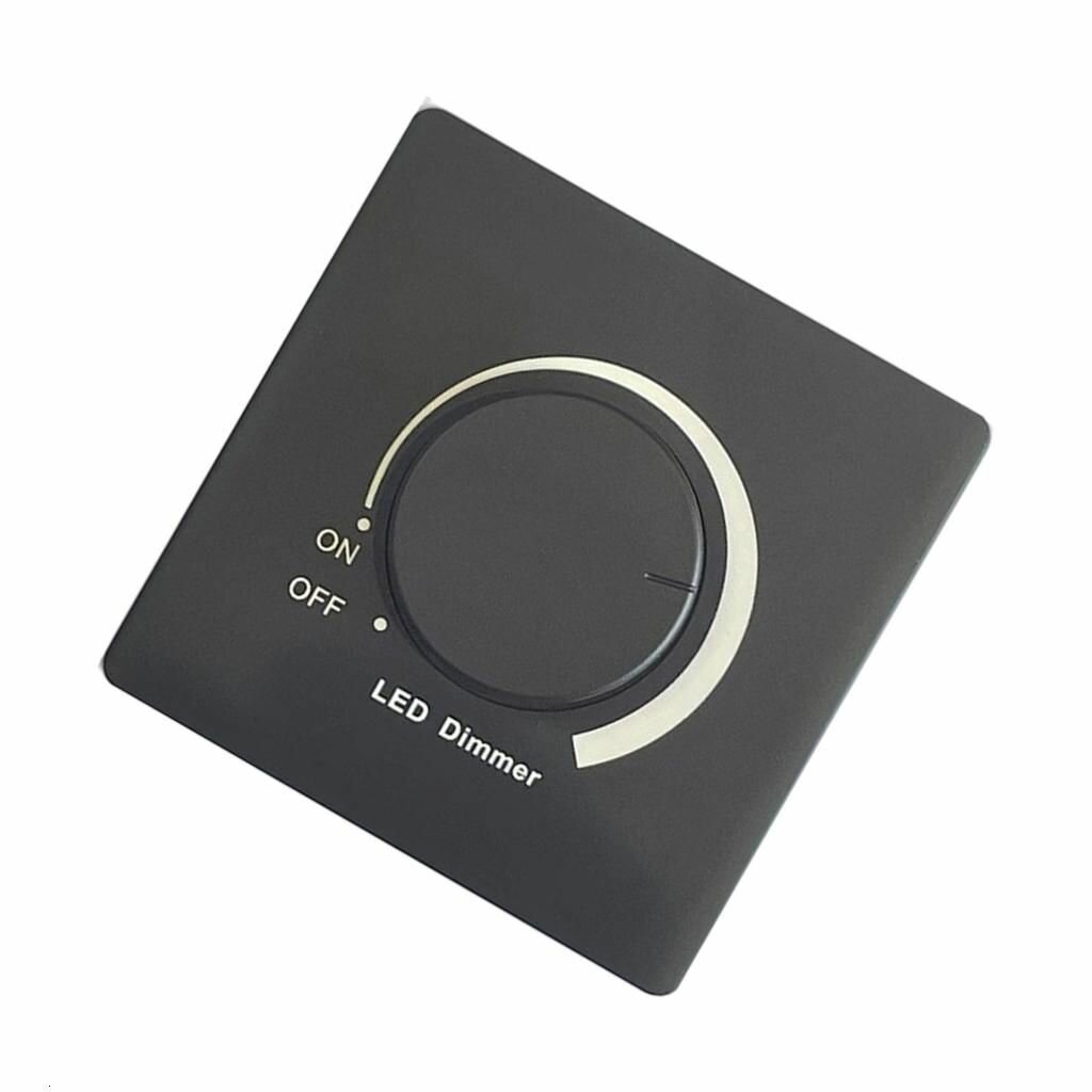 300W LED Диммер с Поворотной Ручкой и Регулятором Яркости в Пластиковой Рамке, Черный