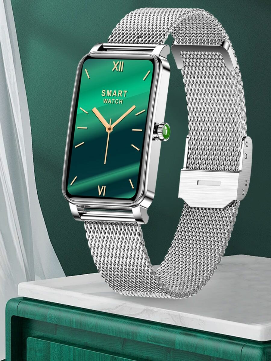 Смарт часы женские прямоугольные, со счетчиком калорий и измерением давления электронный фитнес браслет, водонепроницаемые