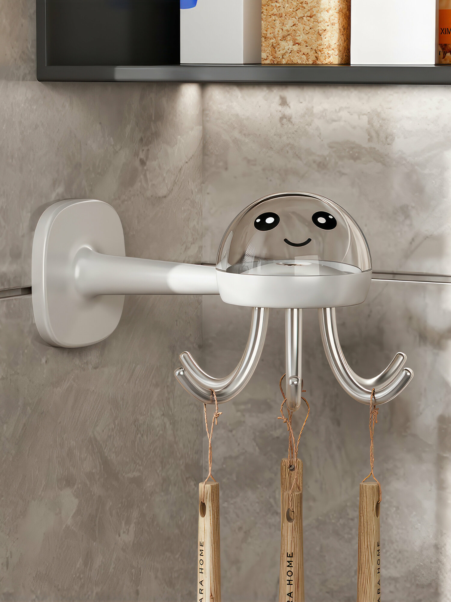 Держатель кухонный поворотный на 360 градусов для лопатки, ложки, половника, шумовки. Белый