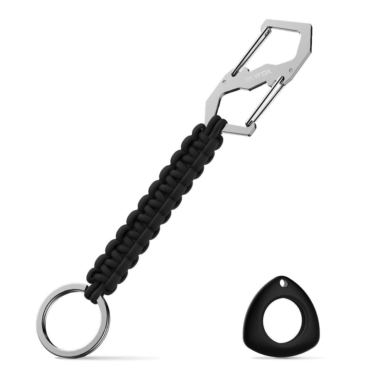 Ключница для выживания Paracord с карабинером, плетёный люверс, кольцо, крючок, мультиинструмент EDC для ключей, ножа, фонарика, для использования в открытом воздухе, кемпинга, походов, рюкзака, для мужчин и женщин, цвет как на картинке, размер 16.5 x