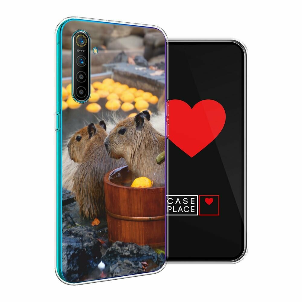 Чехол на Realme XT / Реалми XT с принтом "Капибары отмокают" — фото 1
