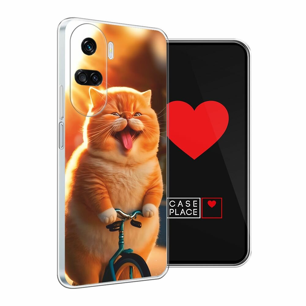 Чехол на Honor 90 Lite / Хонор 90 Лайт с принтом "Кот на велике" — фото 1