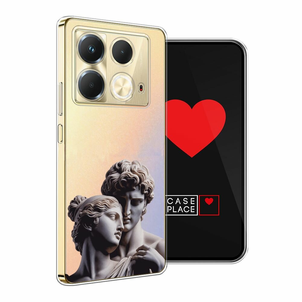 Чехол на Infinix Note 40 / Инфиникс Нот 40 с принтом "Нежные скульптуры - 14 февраля", прозрачный — фото 1