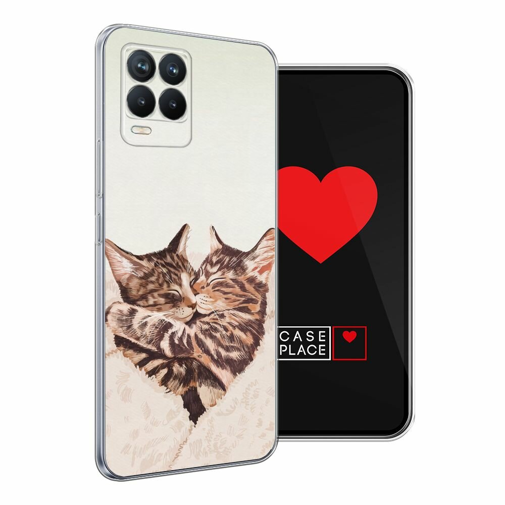 Чехол на Realme 8/8 Pro / Реалми 8/8 Про с принтом "Влюбленные котейки - 14 февраля" — фото 1