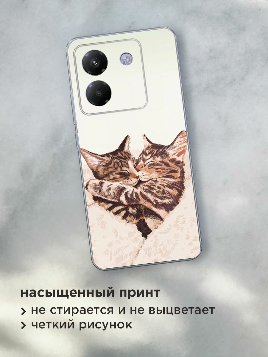 Чехол на Poco M7 Pro / Поко М7 Про с принтом "Влюбленные котейки - 14 февраля" — фото 1