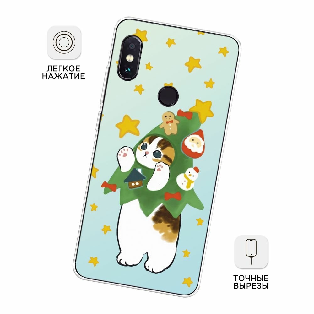 Чехол на Xiaomi Redmi Note 5/Note 5 Pro / Сяоми Редми Нот 5/Нот 5 Про с принтом Котик-ёлочка — фото 1