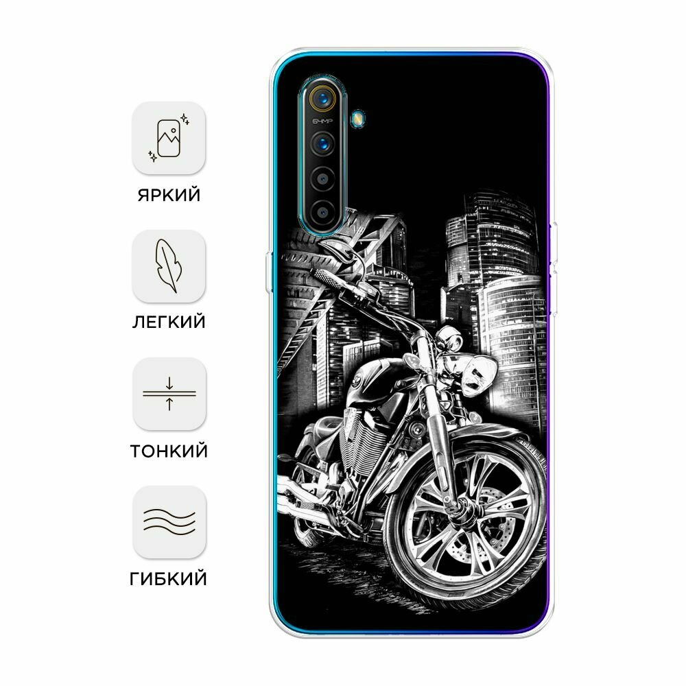 Силиконовый чехол на Realme XT / Реалми XT с принтом "Крутой байк" — фото 1