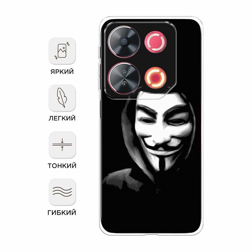 Силиконовый чехол на Itel P65 / Ител P65 с принтом "Анонимус" — фото 1