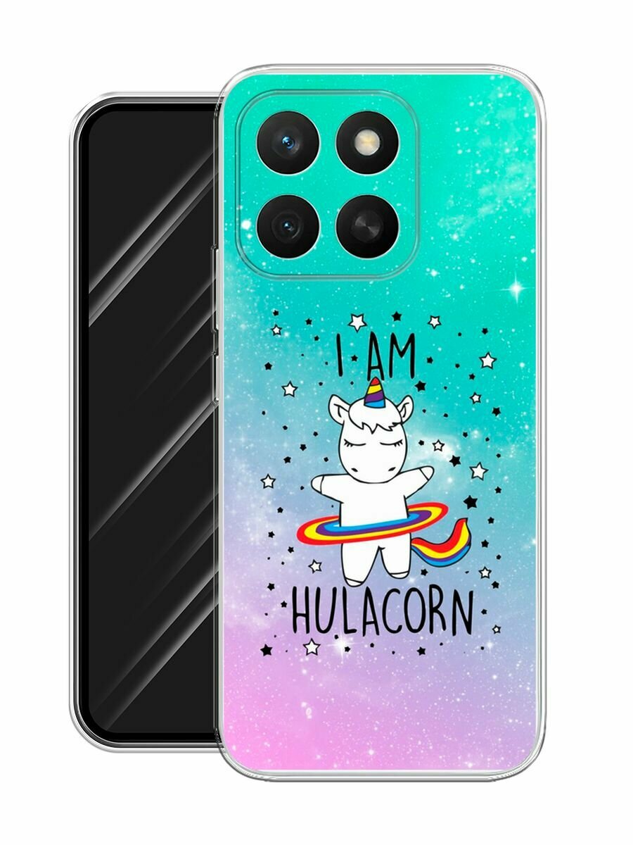 Силиконовый чехол на Honor X8c / Хонор X8c с принтом I am hulacorn — фото 1
