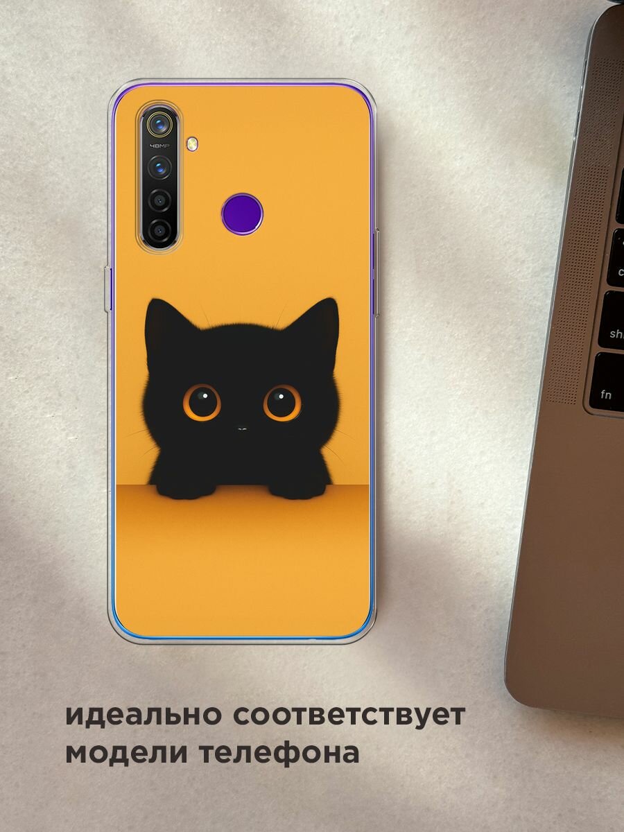 Чехол на Realme 5 Pro / Реалми 5 Про с принтом "Контрастный котик" — фото 1