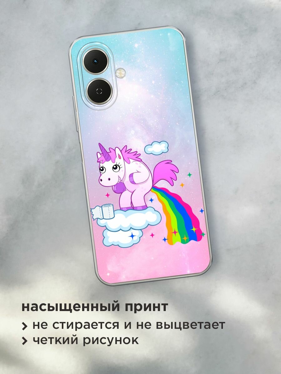Чехол на Tecno Spark Go 2 / Текно Спарк Го 2 с принтом "Единорог какает" — фото 1
