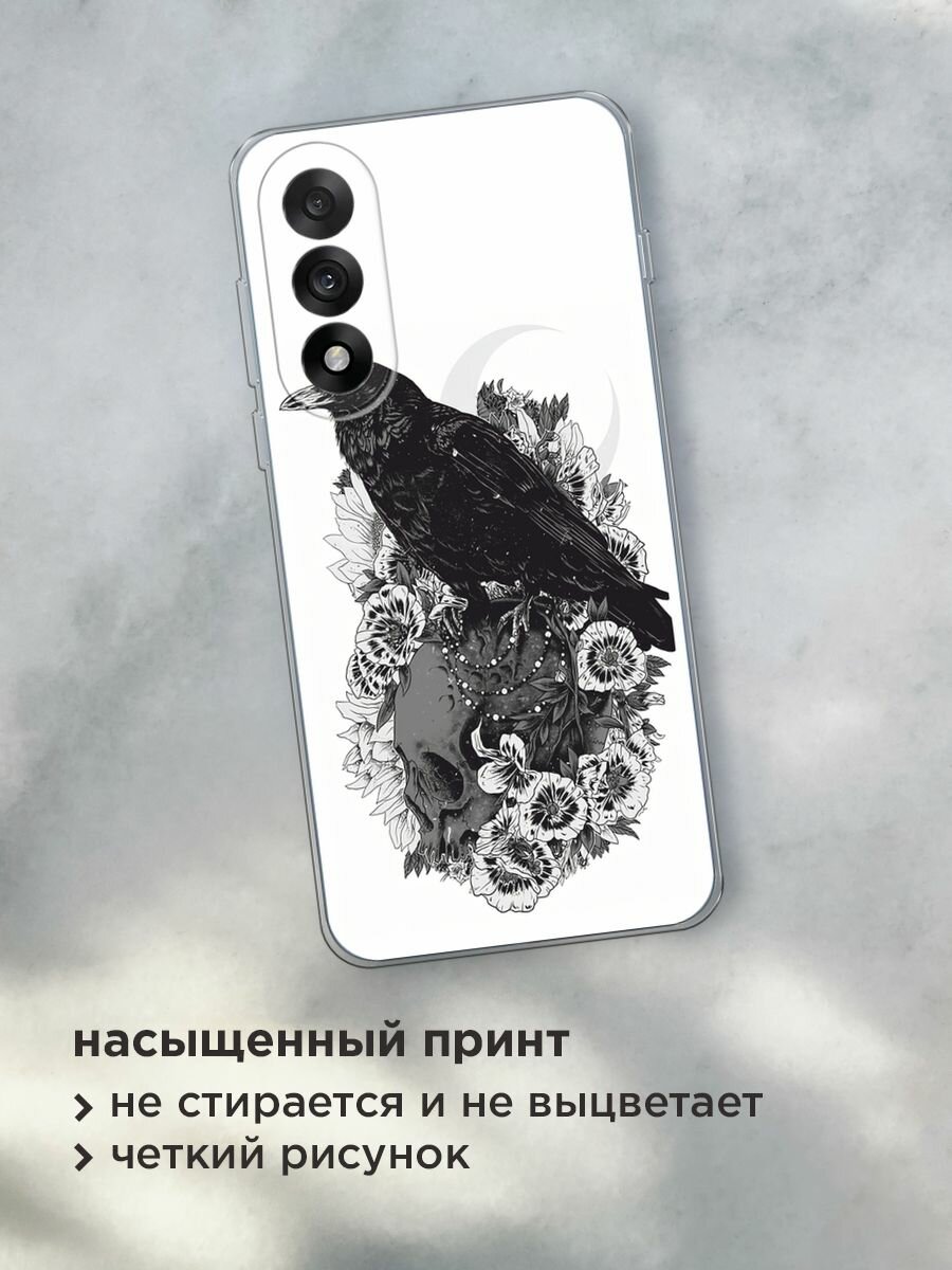 Чехол на OnePlus Nord 5 / Ван Плас Норд 5 с принтом "Череп и ворона 1" — фото 1