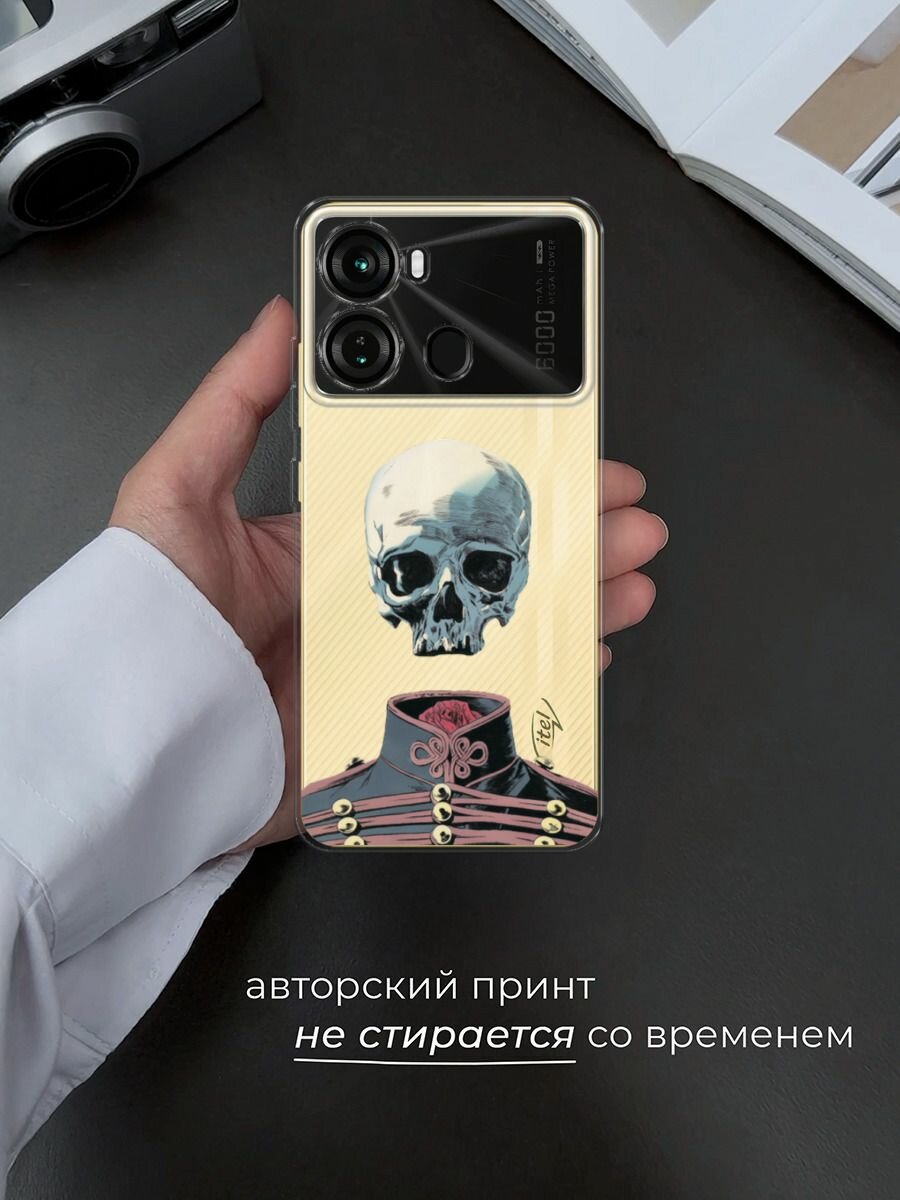 Силиконовый чехол на Itel P40 / Ител P40 с принтом "Гусар", прозрачный — фото 1