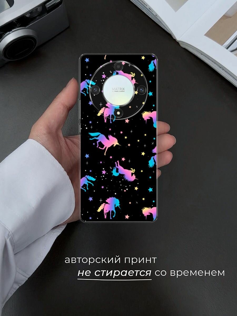 Чехол на Honor X9A / Хонор X9A с принтом "Единороги градиент" — фото 1