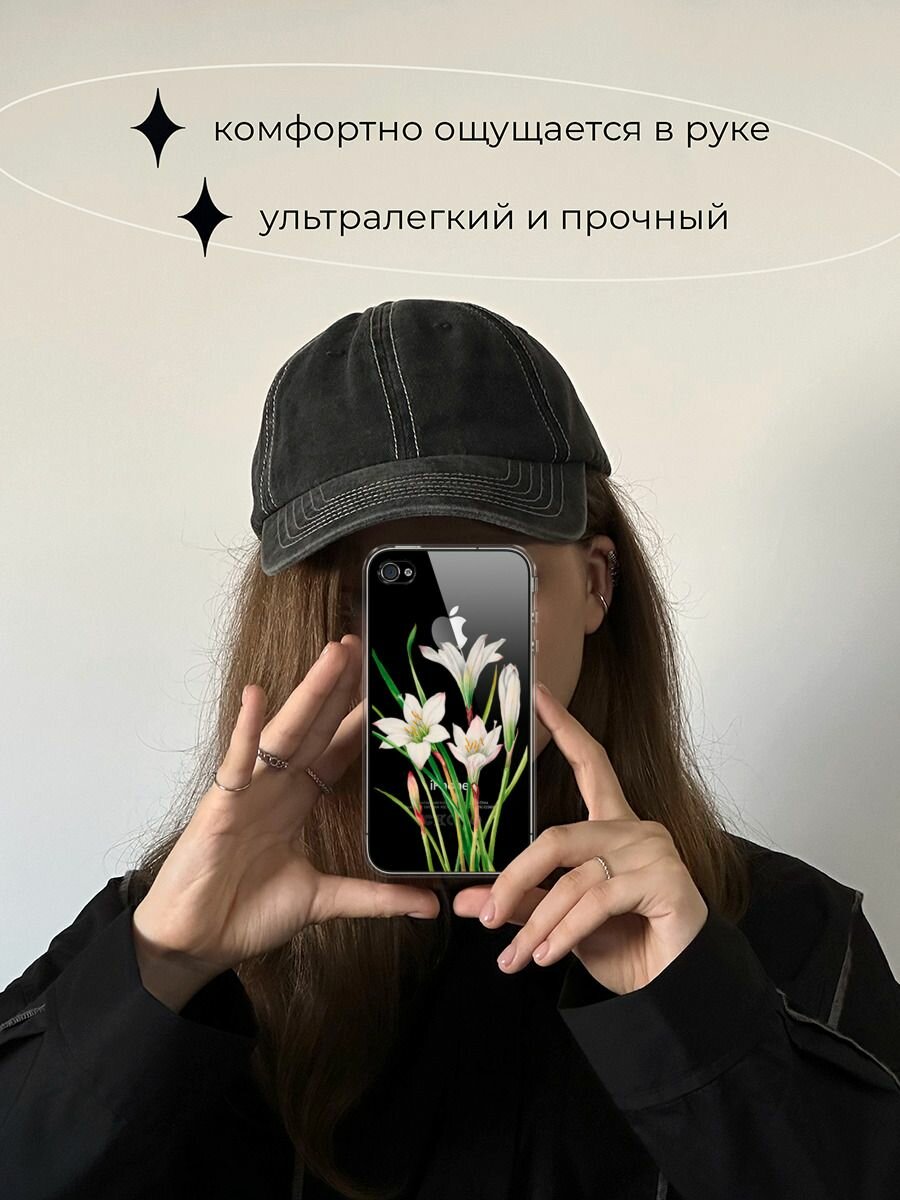 Чехол на Apple iPhone 4/4S / Айфон 4/4S с принтом "White lily", прозрачный — фото 1
