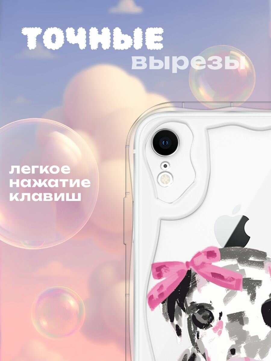 Чехол на Apple iPhone XR / Айфон XR с принтом "Далматинец с бантиком 3" — фото 1