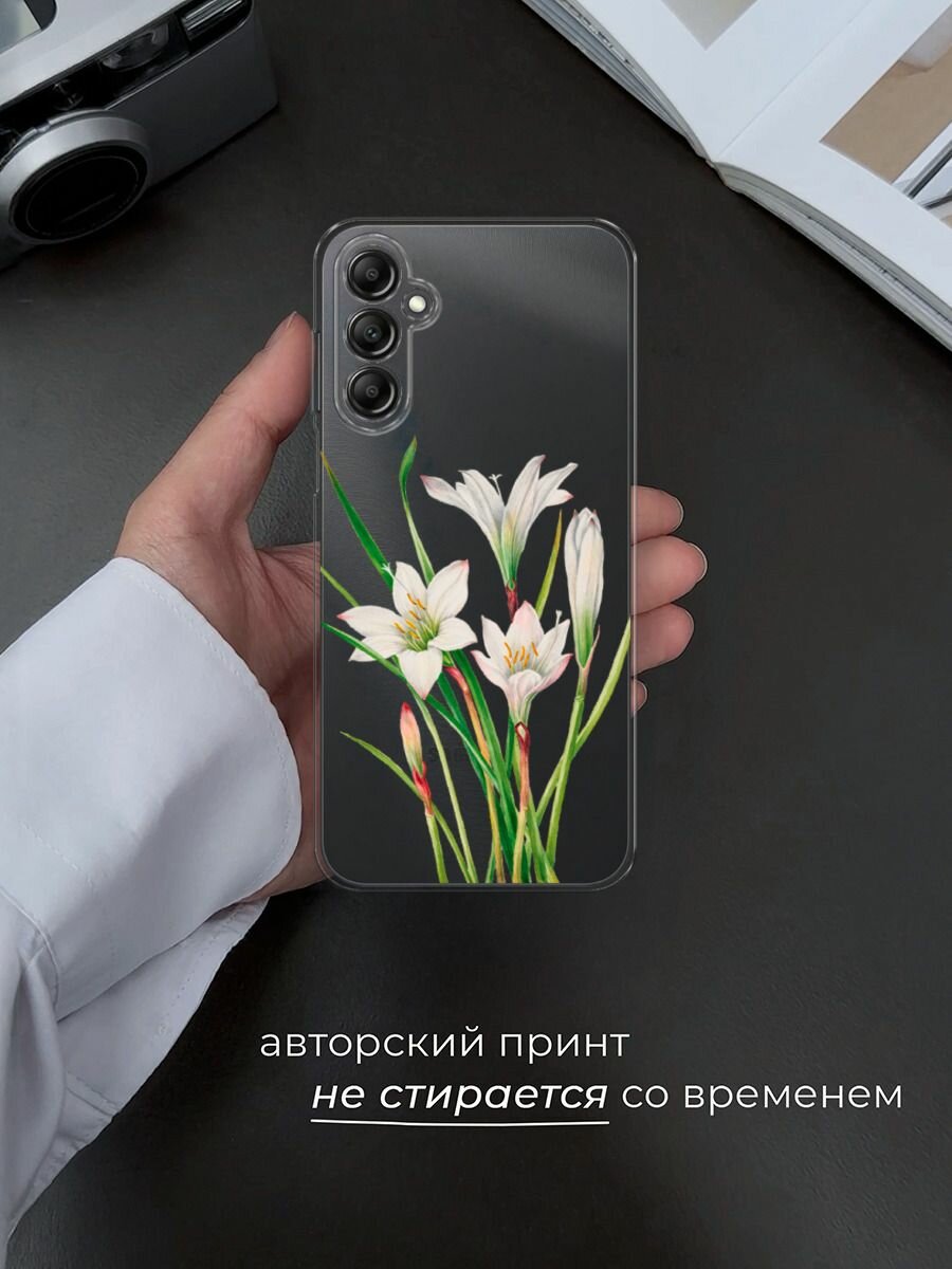 Чехол на Samsung Galaxy A15 / Самсунг А15 с принтом "White lily", прозрачный — фото 1
