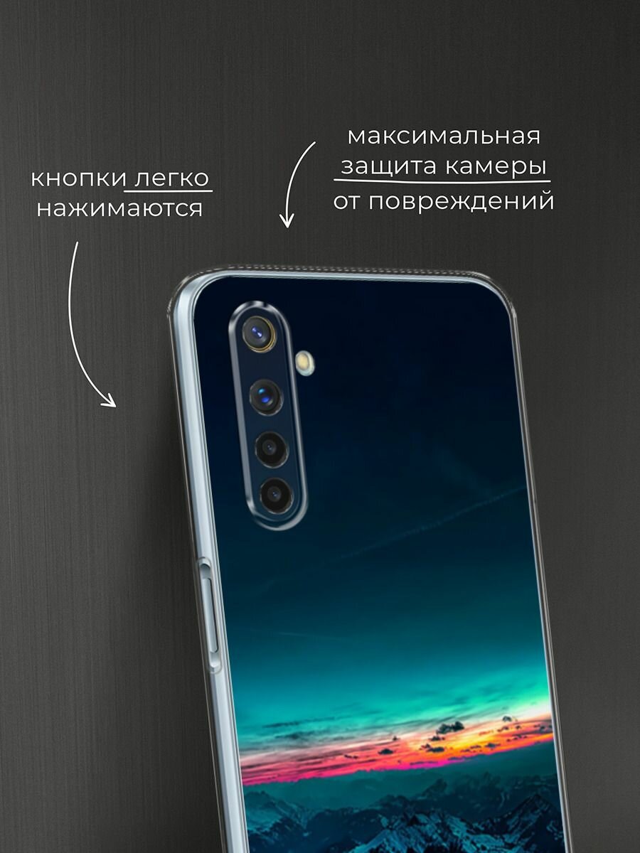 Силиконовый чехол на Realme 6 / Реалми 6 с принтом "Закат в горах" — фото 1