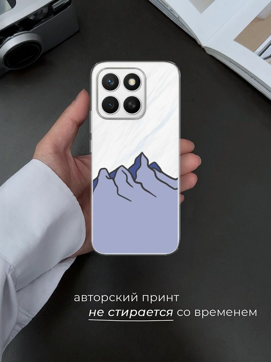 Силиконовый чехол на Honor X8c / Хонор X8c с принтом "Гора", прозрачный — фото 1