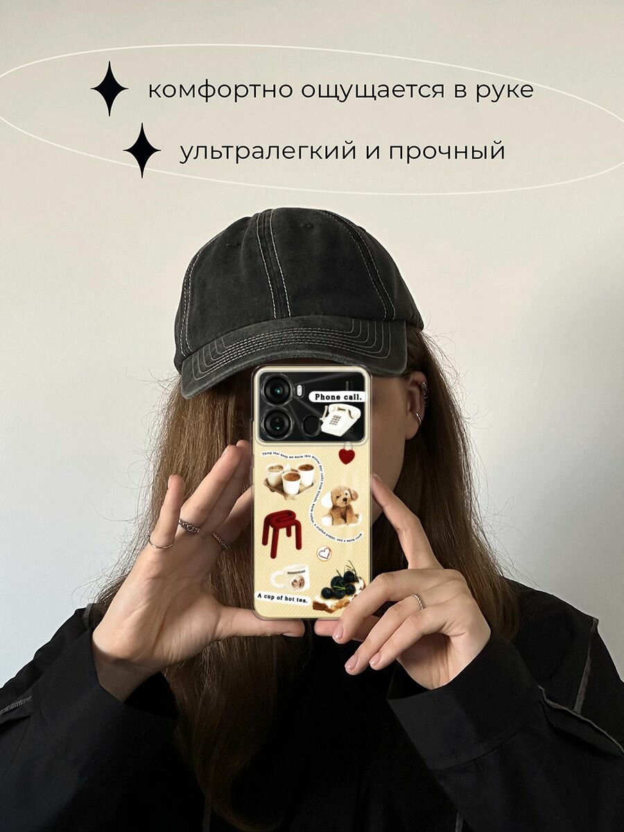 Чехол на Itel P40 / Ител P40 с принтом "Phone call", прозрачный — фото 1