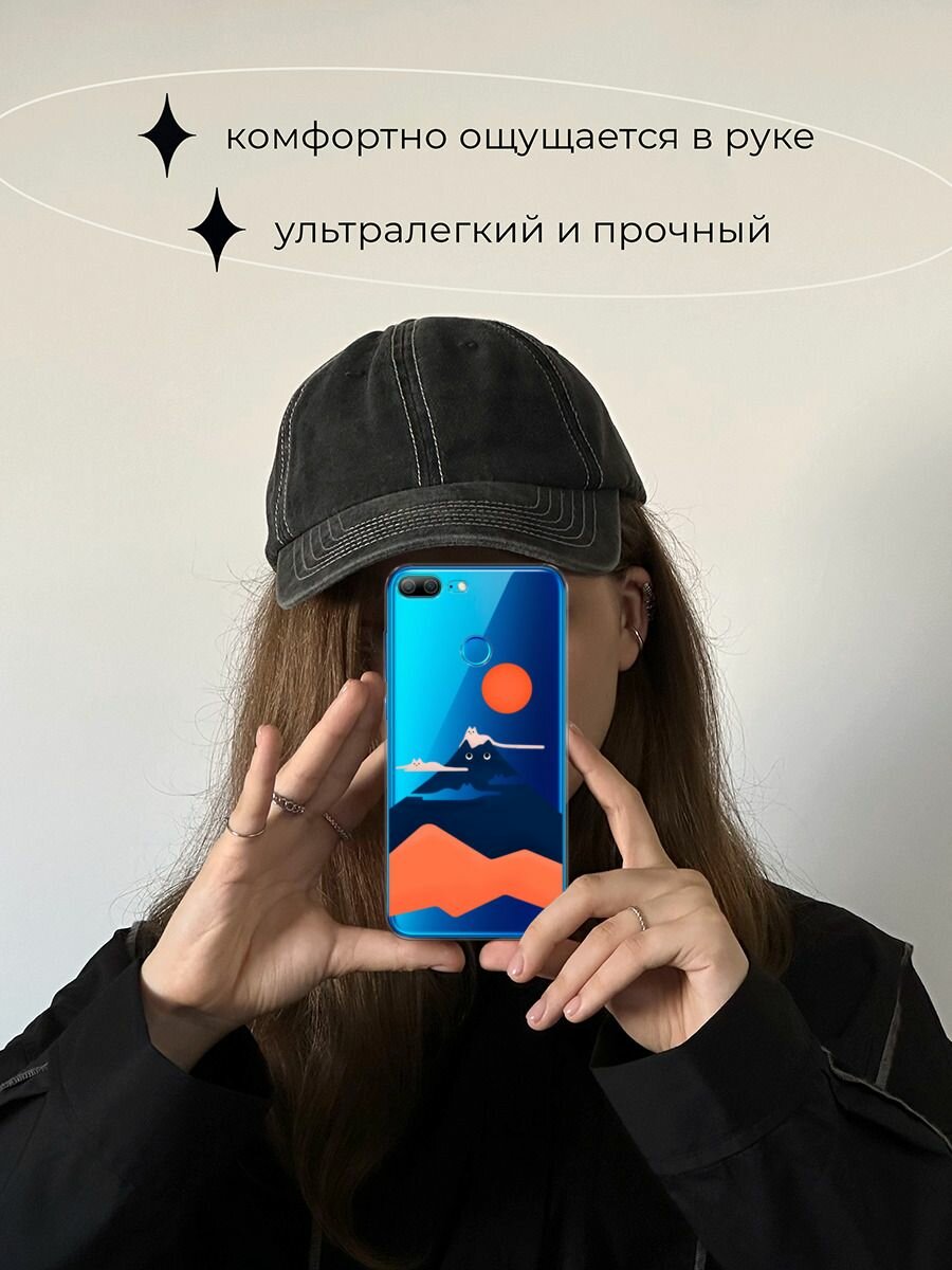 Чехол на Honor 9 Lite / Хонор 9 Лайт с принтом "Кот-гора", прозрачный — фото 1